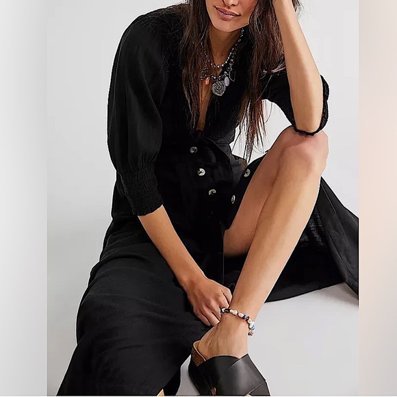 Free People | Dresses | Nwot Free People Black String Of Hearts Cutout ...